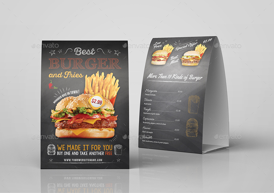 Burger Restaurant Table Tent Template Vol.2, Print Templates | GraphicRiver