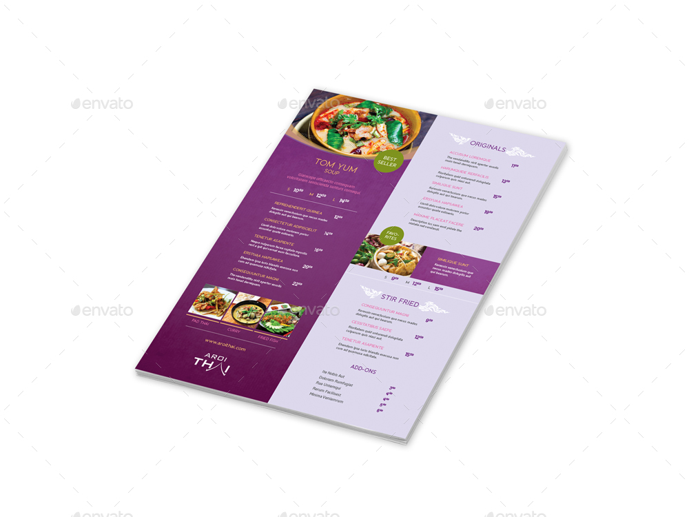 Thai Restaurant Menu Print Bundle 2, Print Templates | GraphicRiver