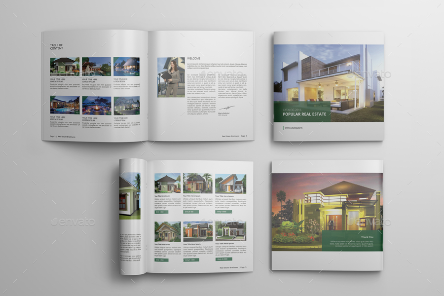 Real Estate Square Brochure / Catalogue / Portfolio, Print Templates
