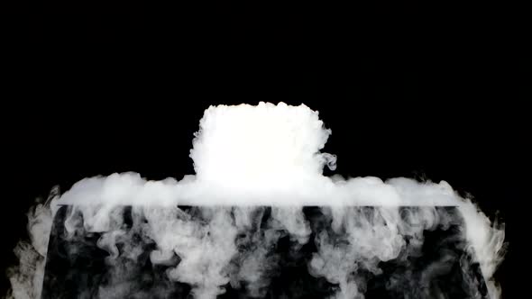 Dense Smoke. Chemical Reaction Black Background, Stock Footage | VideoHive