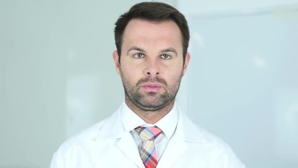 Portrait of Doctor Looking At Camera Laboratory Coat, Stock Footage