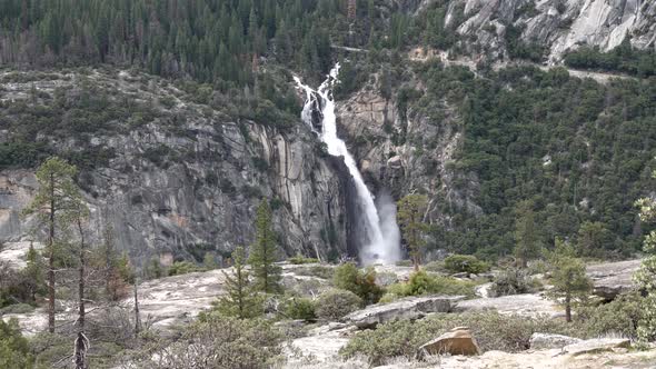 Sentinel Falls in Yosemite National Park California, Dolly right shot ...