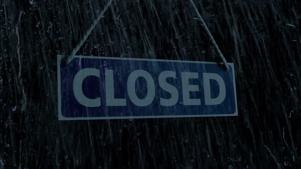 Passing Store Closed Sign In The Rain, Stock Footage | VideoHive