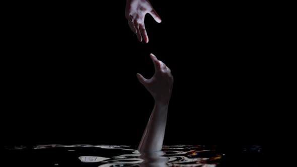 Drowning arm hand reaching out for help and connect, Motion Graphics