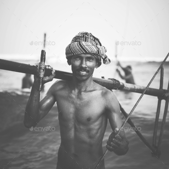 Smiling Fisherman Beach Occupation Portrait Concept Stock Photo by Rawpixel