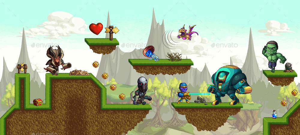 Pixel Heroes Kit 1 of 3 - 2D Complete Pixelart Game Assets Pack by ...