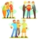 Man Friendship Three Colorful Illustrations, Vectors | GraphicRiver