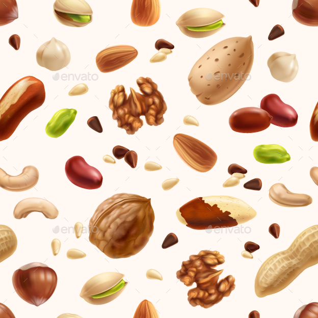 Nuts Seamless Pattern, Vectors | GraphicRiver
