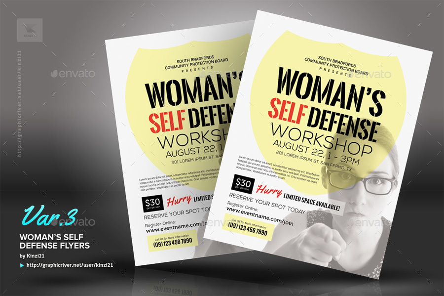 Woman's Self Defense Flyer Templates, Print Templates | GraphicRiver