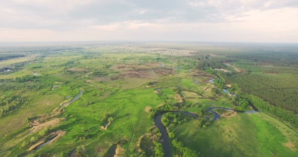 River Panorama. Aerial View., Stock Footage | VideoHive
