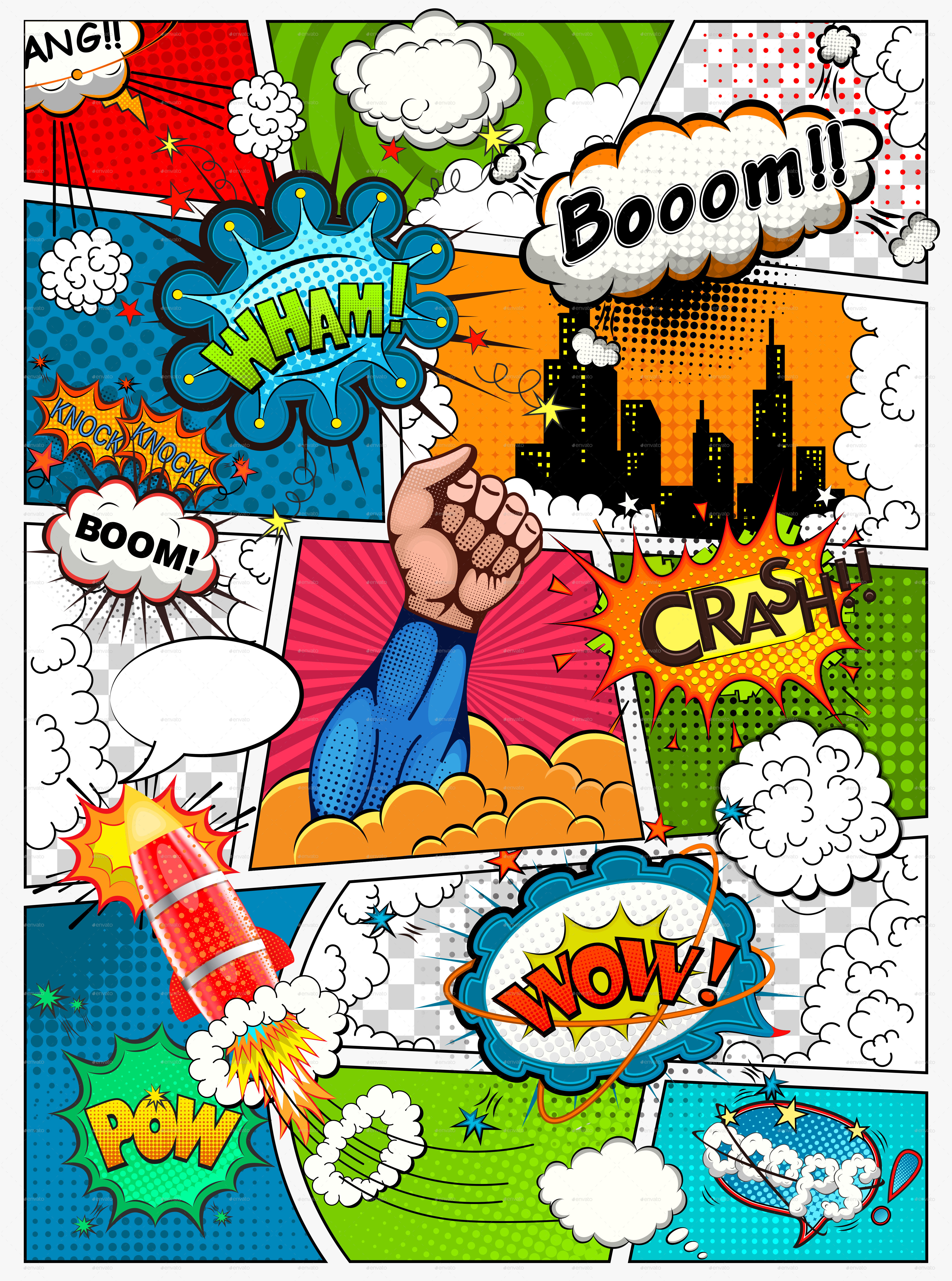 Comic Book Page Divided by Lines, Vectors | GraphicRiver