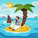 Sailor Stranded in an Island, Vectors | GraphicRiver