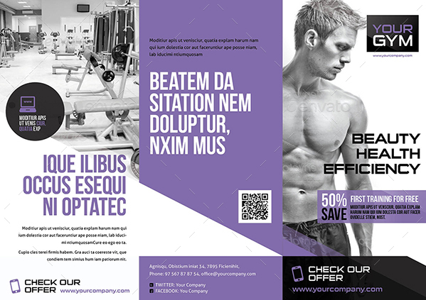 Tri-fold Gym, Print Templates | GraphicRiver