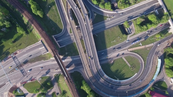 Aerial View Of A Freeway Intersection, Stock Footage | VideoHive
