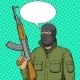 Terrorist Man with Weapon Pop Art Style, Vectors | GraphicRiver