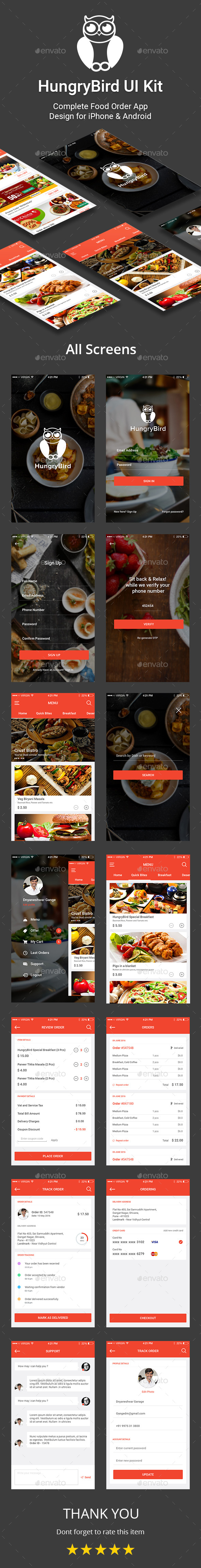 HungryBird - Food Order App UI Kit by themeclues | GraphicRiver