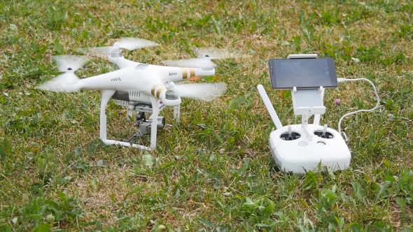 Drone Stands On Grass, Stock Footage | VideoHive