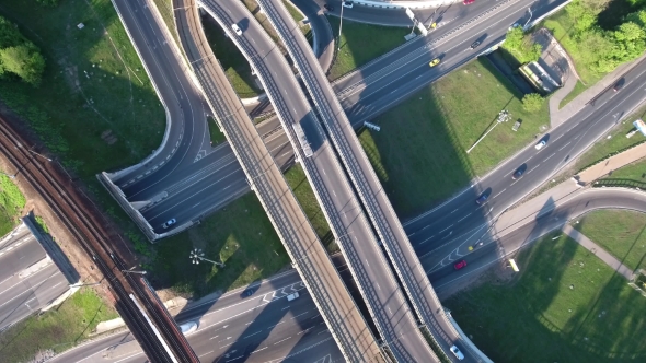 Aerial View Of A Freeway Intersection, Stock Footage | VideoHive