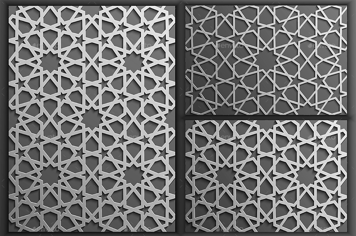 Grey Islamic Seamless Pattern Set 2, Vectors | GraphicRiver