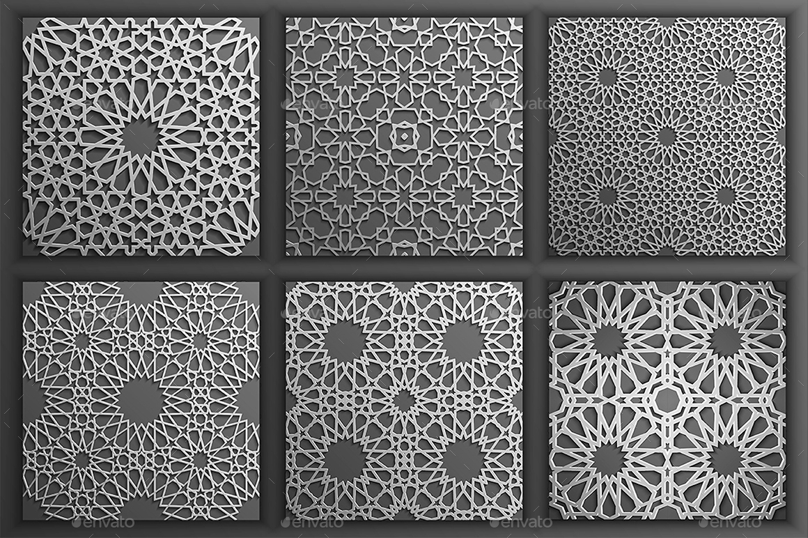 Grey Islamic Seamless Pattern Set 2, Vectors | GraphicRiver