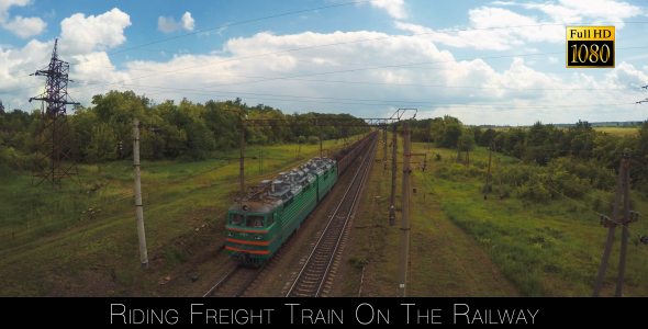 Riding Freight Train On The Railway, Stock Footage | VideoHive