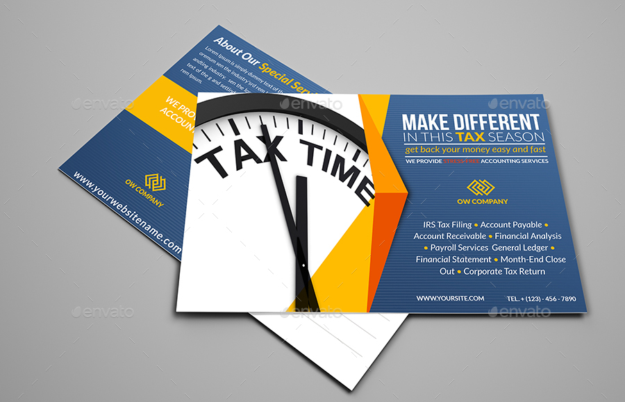 Tax and Accounting Postcard Template, Print Templates | GraphicRiver