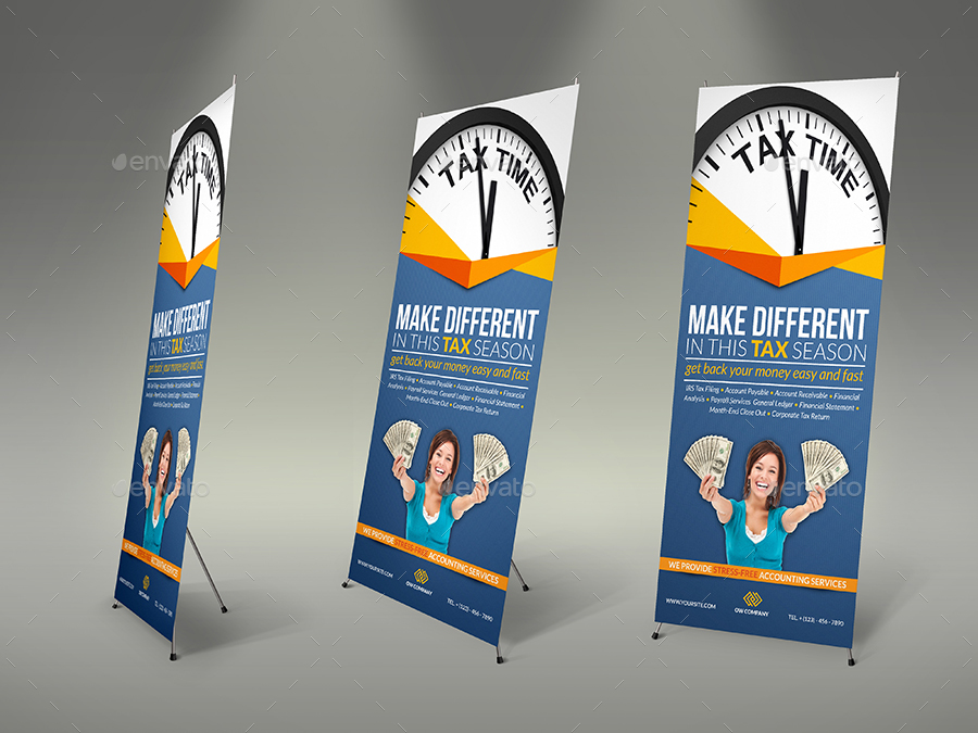 Tax and Accounting Signage Roll up Banner Template, Print Templates