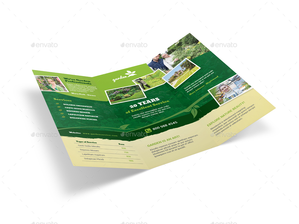 Garden Service Trifold Brochure, Print Templates | GraphicRiver