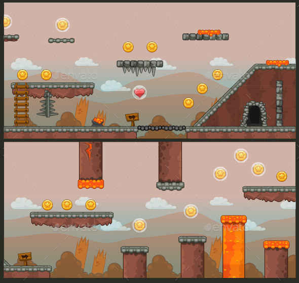2D Stone Game Platformer Tilesets, Game Assets | GraphicRiver