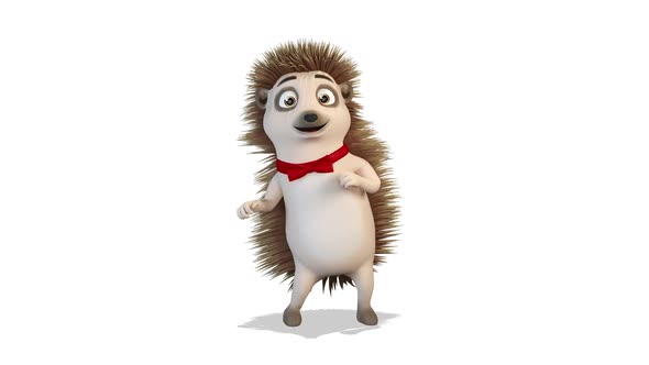 Hedgehog Dancing A Silly Dance on White Background, Motion Graphics