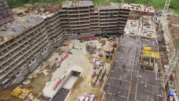 Aerial View Of Construction Site, Stock Footage | VideoHive