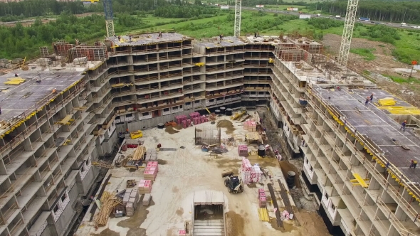 Aerial View Of Construction Site, Stock Footage | VideoHive