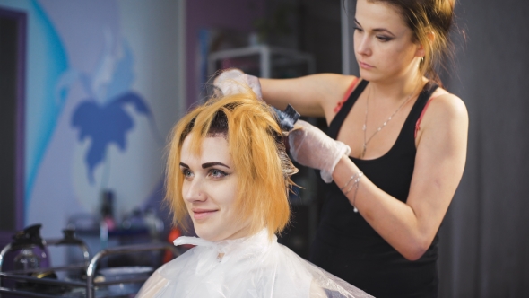 Professional Hair Color In The Beauty Studio., Stock Footage | VideoHive