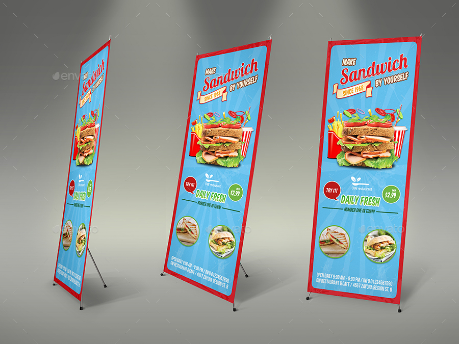 Sandwich Restaurant Signage Template, Print Templates | GraphicRiver