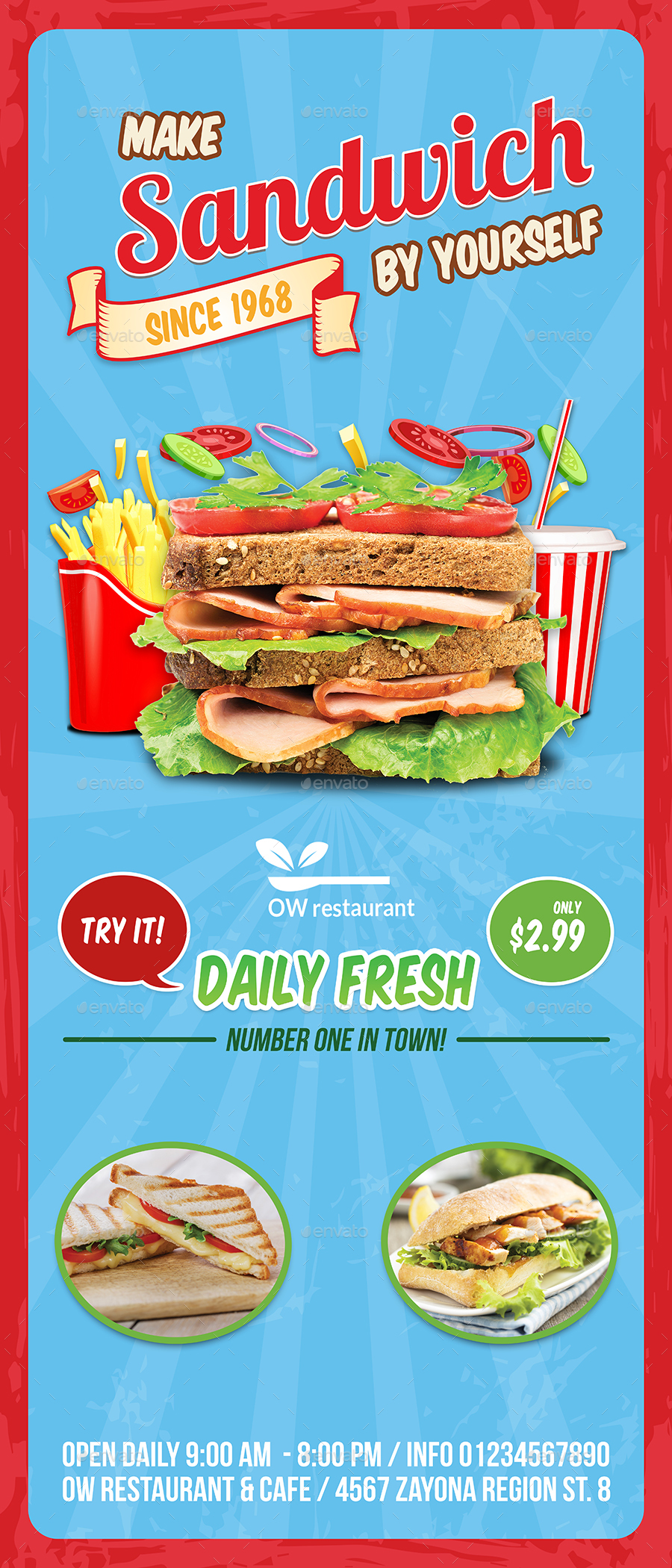 Sandwich Restaurant Signage Template by OWPictures | GraphicRiver