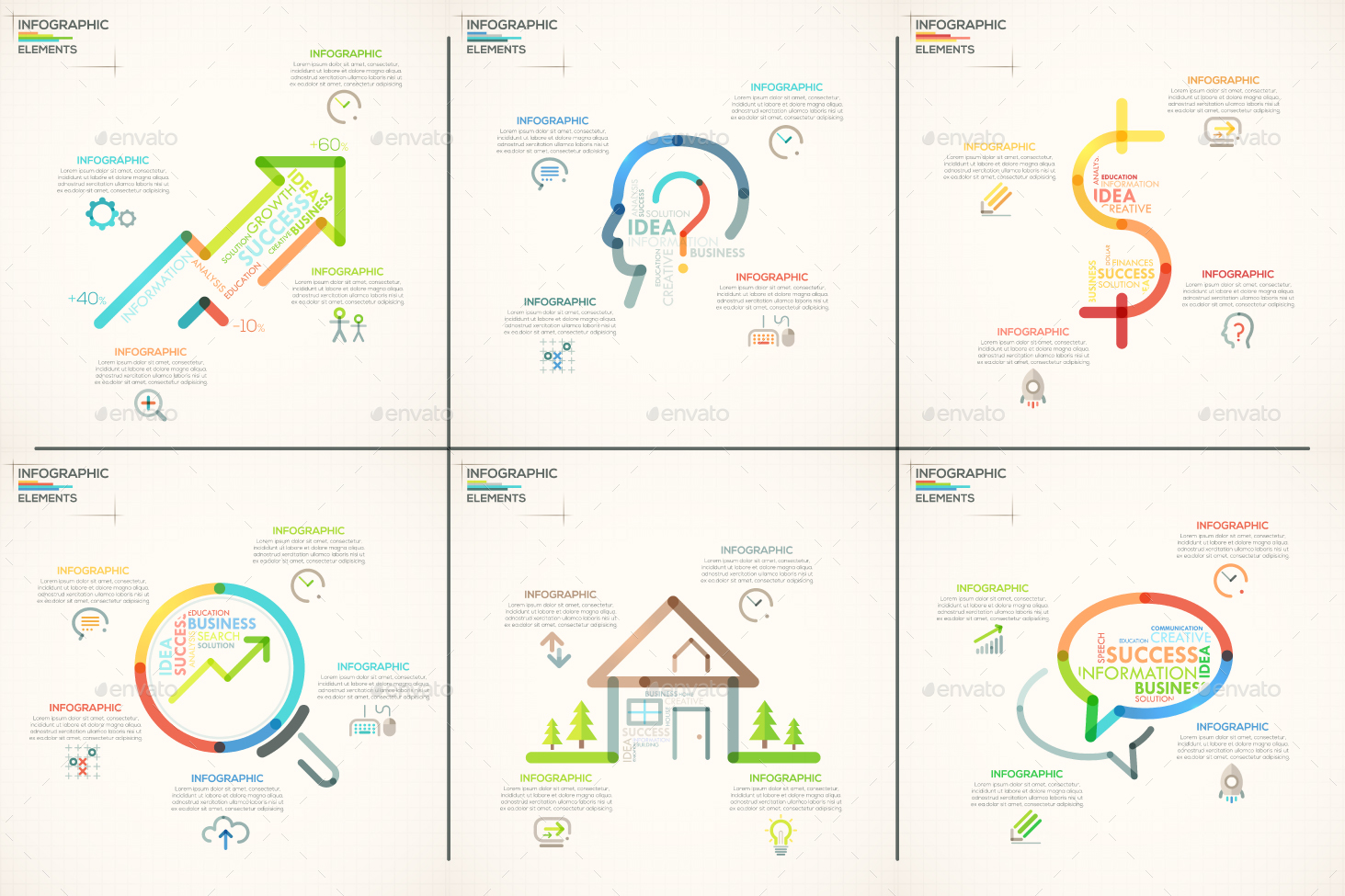 Outline Infographic Bundle, Infographics | GraphicRiver