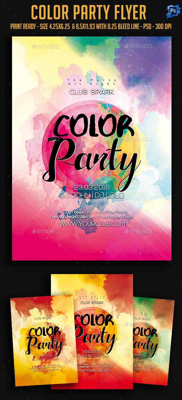 Color Party Flyer by sparkg | GraphicRiver