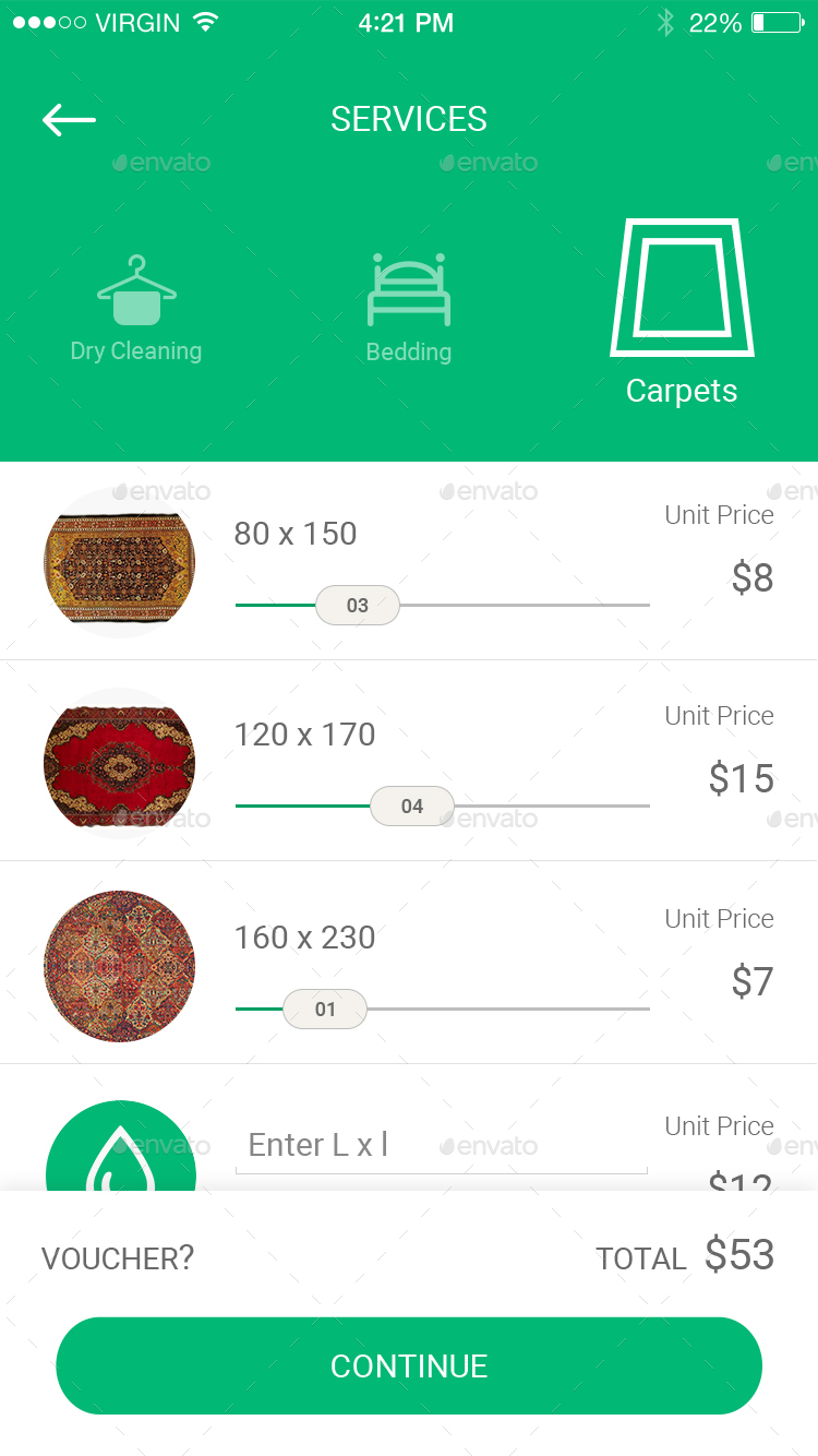 Laundry App UI Kit, Web Elements | GraphicRiver