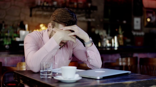 Frustrated Young Business Man In a Bar, Stock Footage | VideoHive