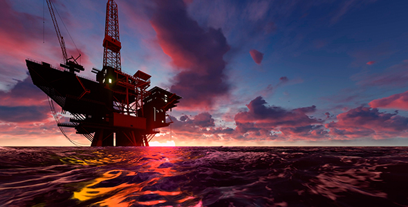 Oil Rig at Sea, Motion Graphics | VideoHive