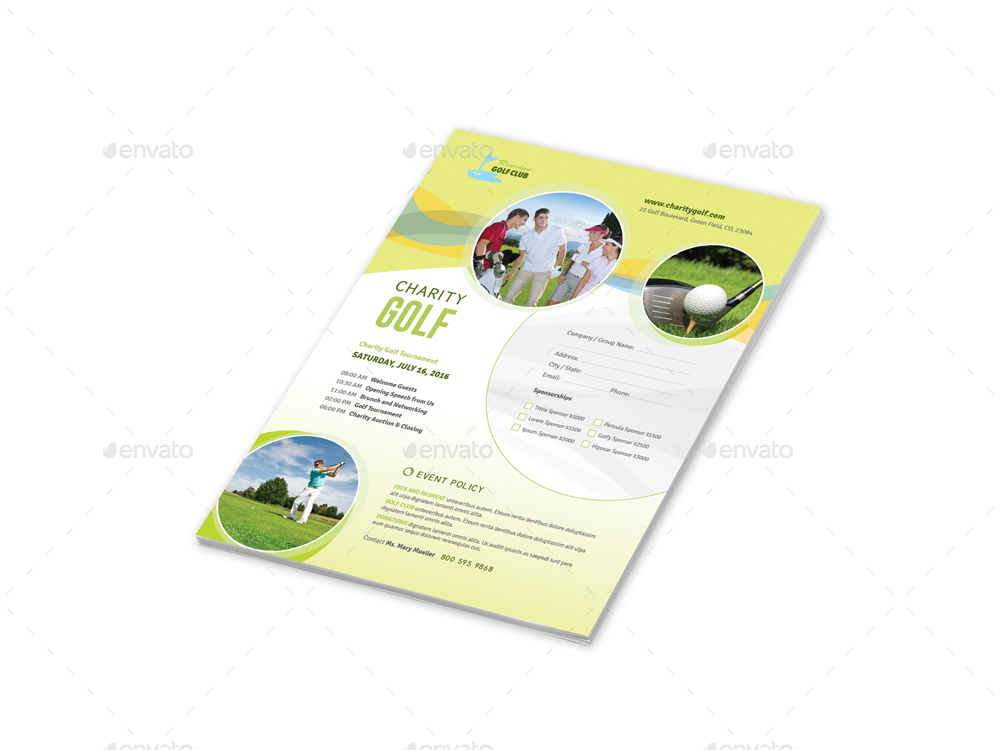 Charity Golf Flyers – 4 Options, Print Templates | GraphicRiver