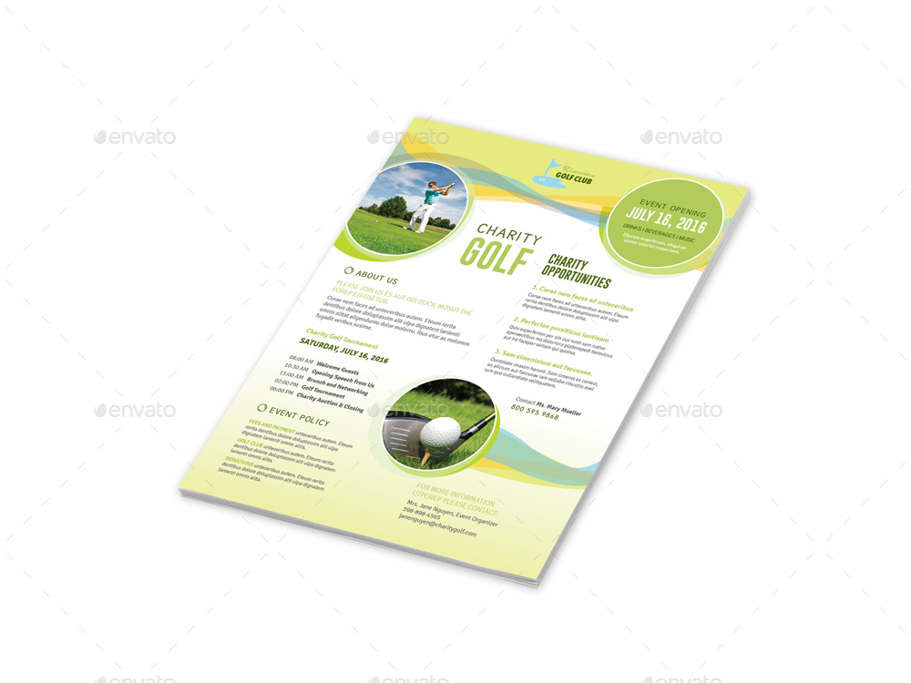 Charity Golf Flyers – 4 Options, Print Templates | GraphicRiver
