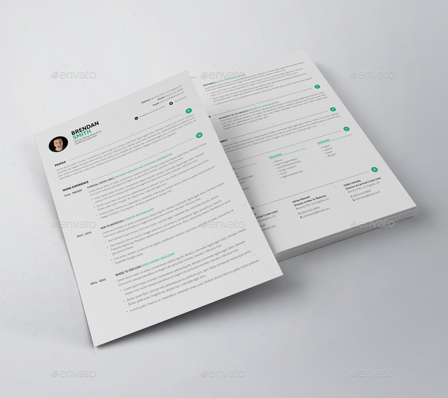 Resume/CV (2 Page), Print Templates | GraphicRiver