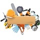 Vector Wooden Board with Tools, Vectors | GraphicRiver