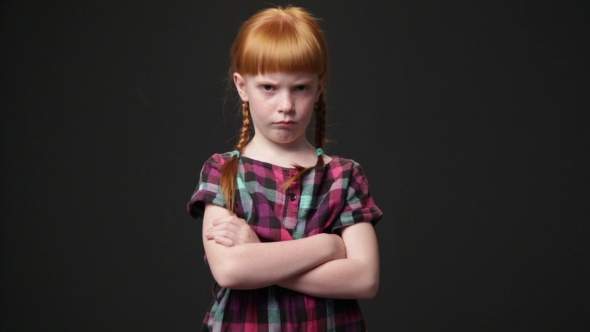 Sad Ginger Girl, She Is Looking Displeased And Offended, Stock Footage