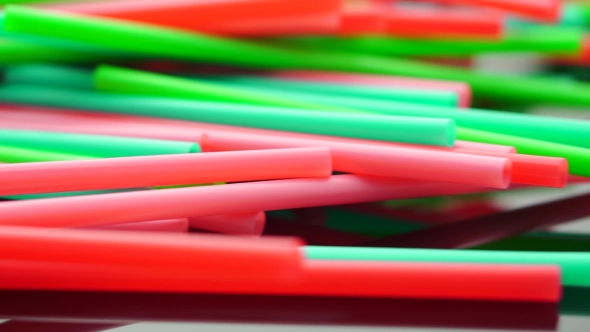 A Pile Of Color Juice Straws, Stock Footage | VideoHive