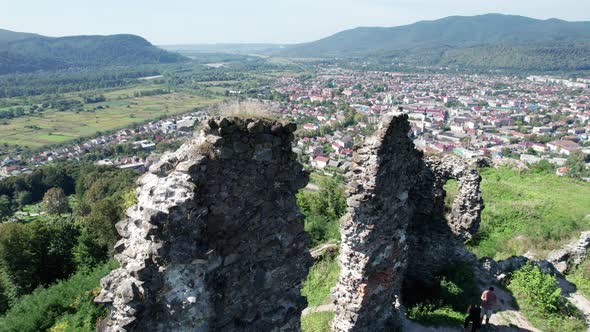 The Khust Castle in Transcarpathia Aerial View Western Ukraine, Stock ...