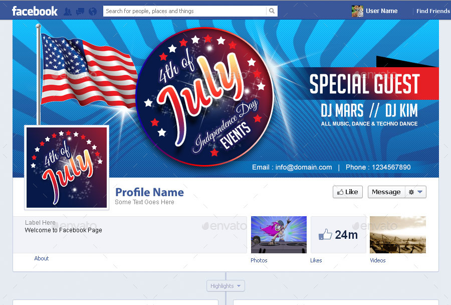 4th July Timeline Cover, Web Elements | GraphicRiver