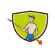 Gardener Hedge Trimmer Crest Cartoon, Vectors | GraphicRiver