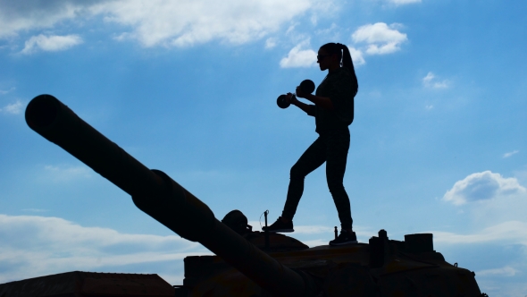 Training Barbell Biceps In The Military., Stock Footage | VideoHive